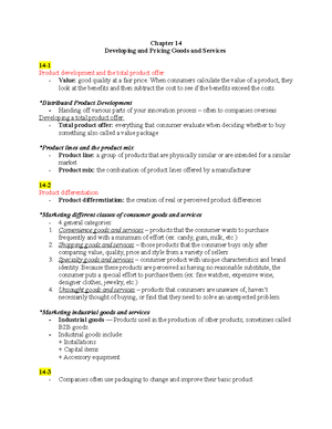 BUSN 101 Chapter 13 Notes - CHAPTER 13: What is marketing Marketing ...