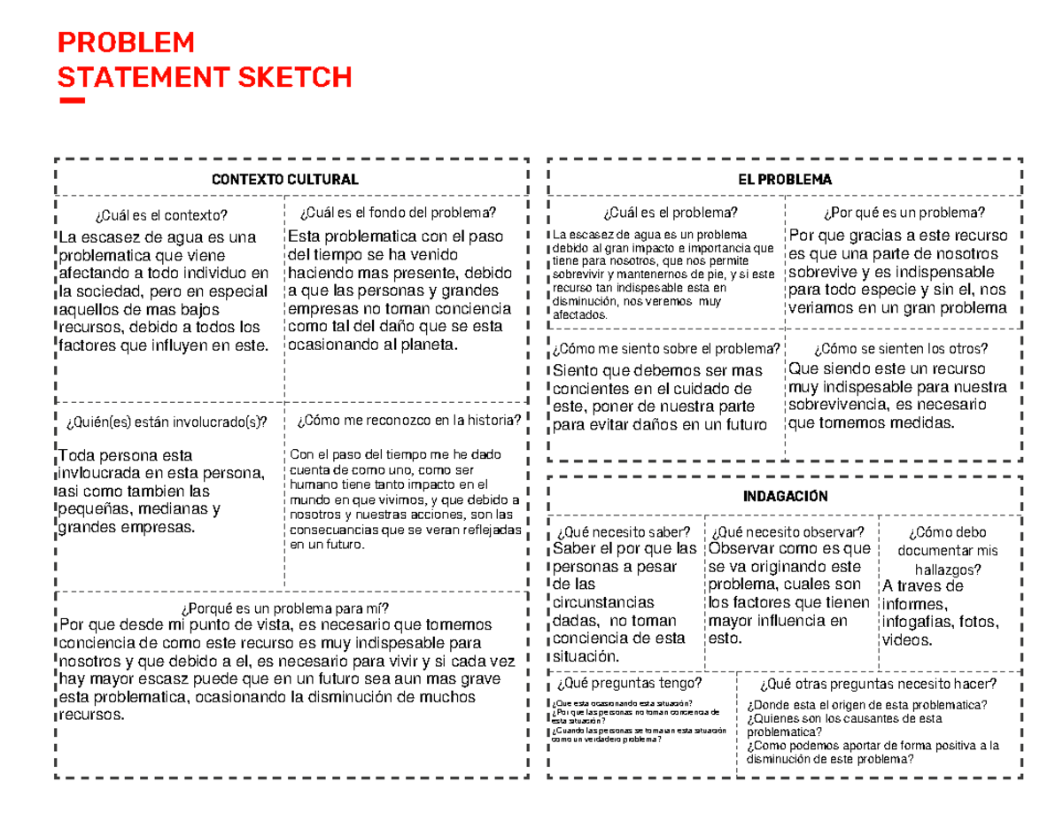 Toolkit Problem Statement Sketch ED - PROBLEM STATEMENT SKETCH øCu·l es ...