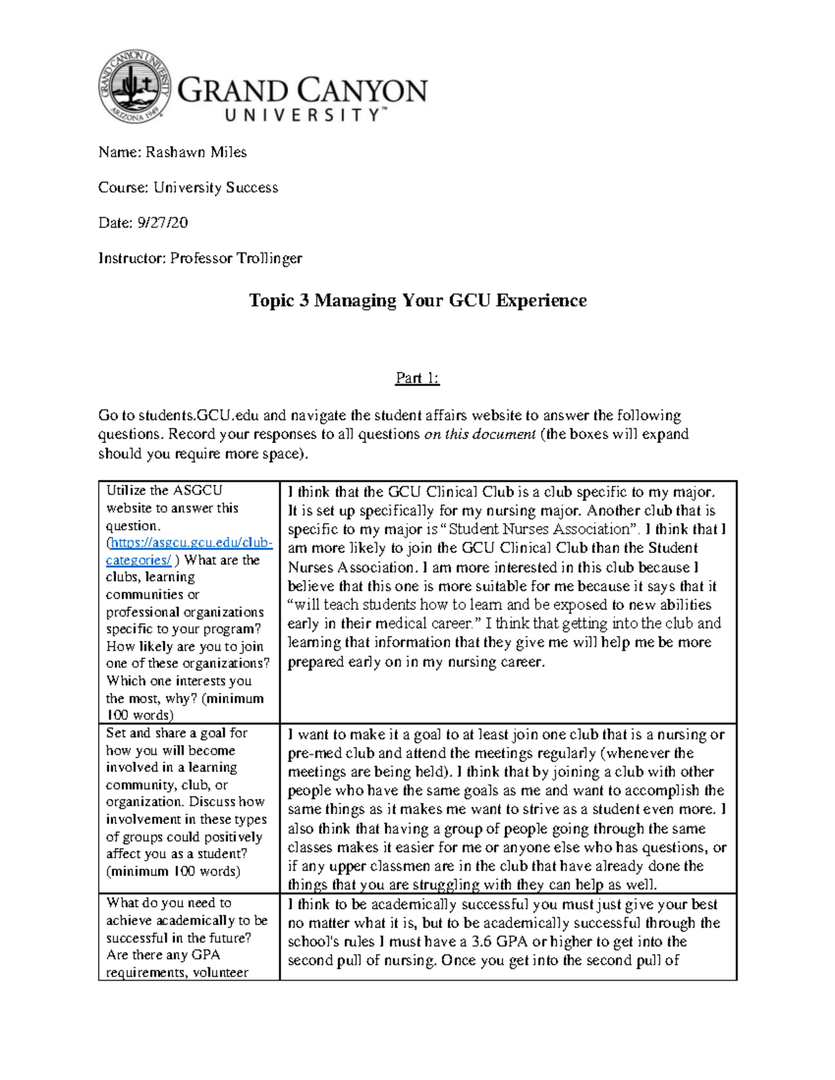Long assignment for bio - Name: Rashawn Miles Course: University ...