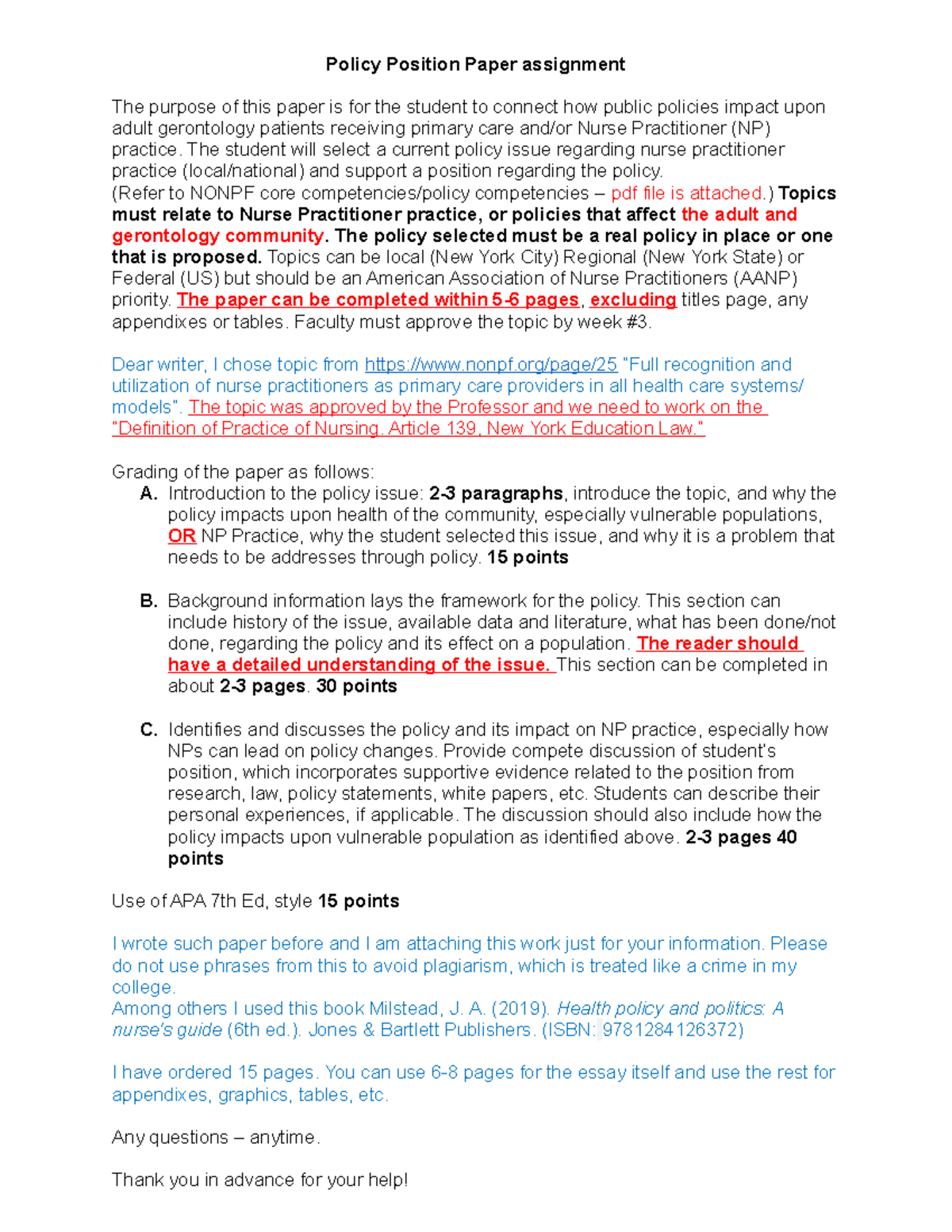 Policy Position Paper assignment Essay - Policy Position Paper ...
