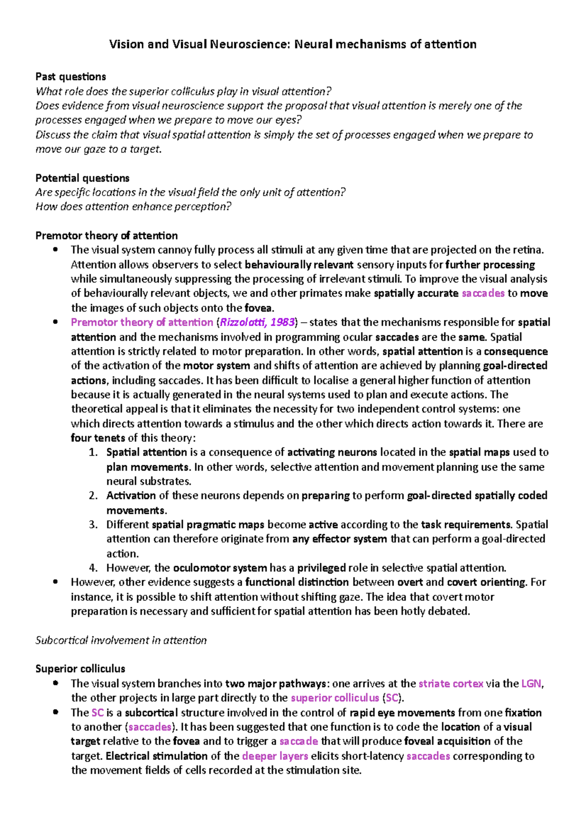 Vision and Visual Neuroscience notes - Vision and Visual Neuroscience ...