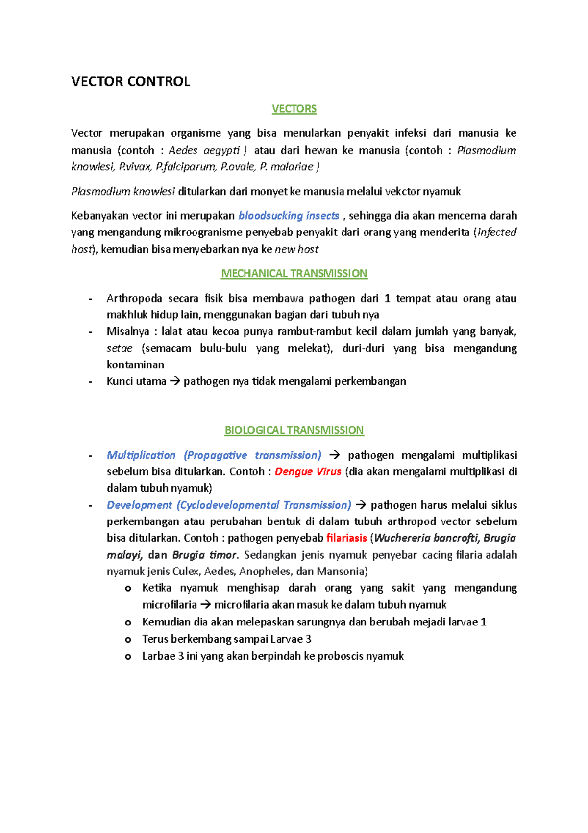 Vector Control - Notes lecture semester VII blok special topic - VECTOR ...