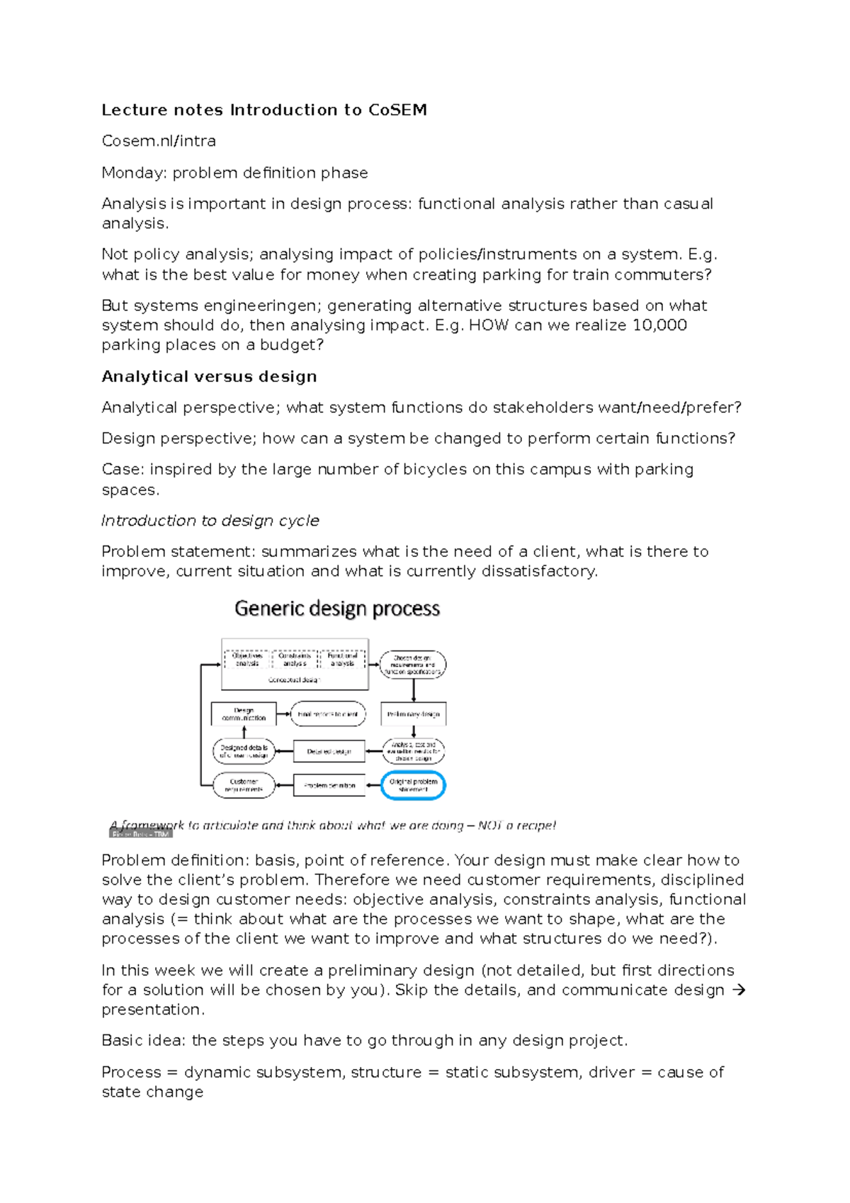 Lecture notes Introduction to CoSEM - Lecture notes Introduction to ...