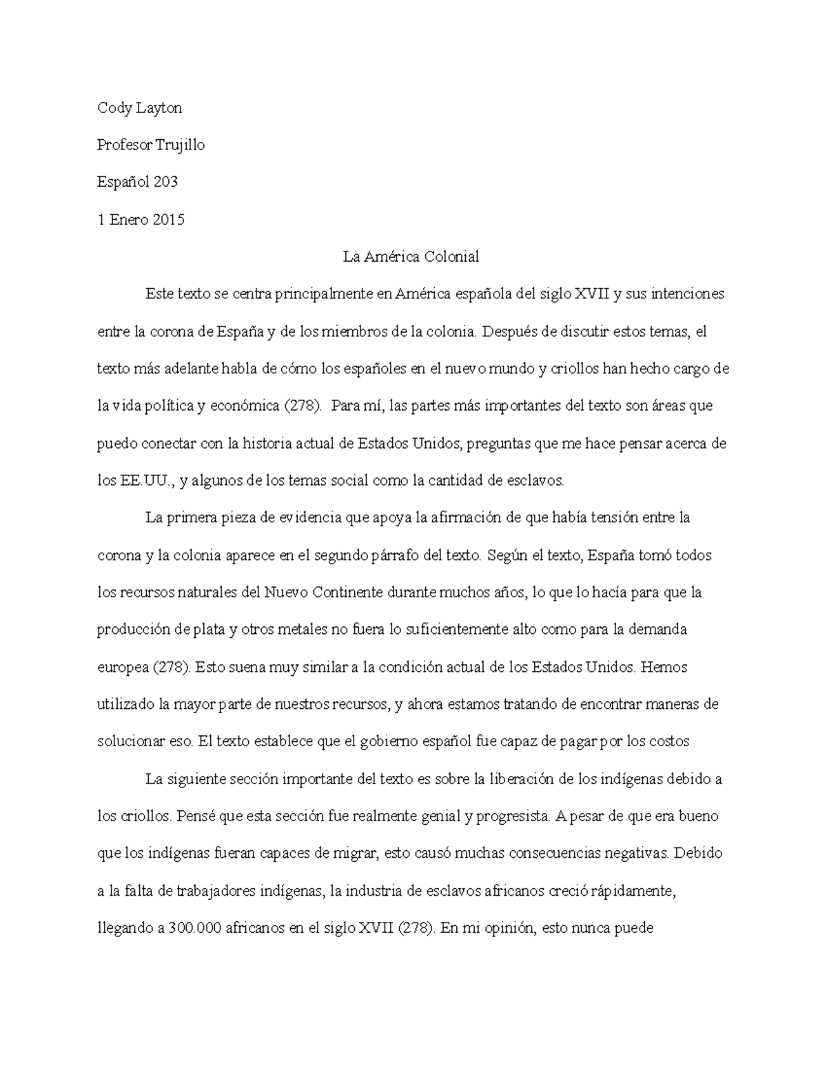 Spanish Essay 1 A SPAN 498 PSU StuDocu