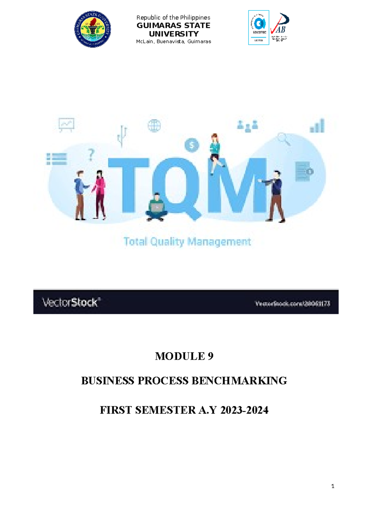 TQM- Module-9 Business Process Benchmarking - GUIMARAS STATE UNIVERSITY ...
