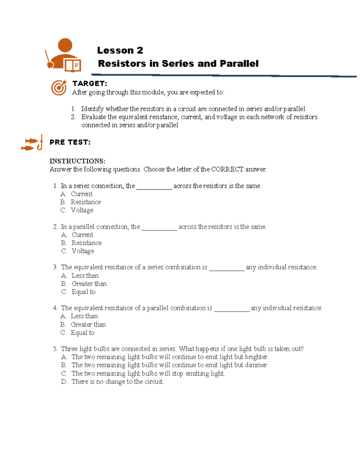 Resistors Series Parallel - Physics 2 Lec - Studocu