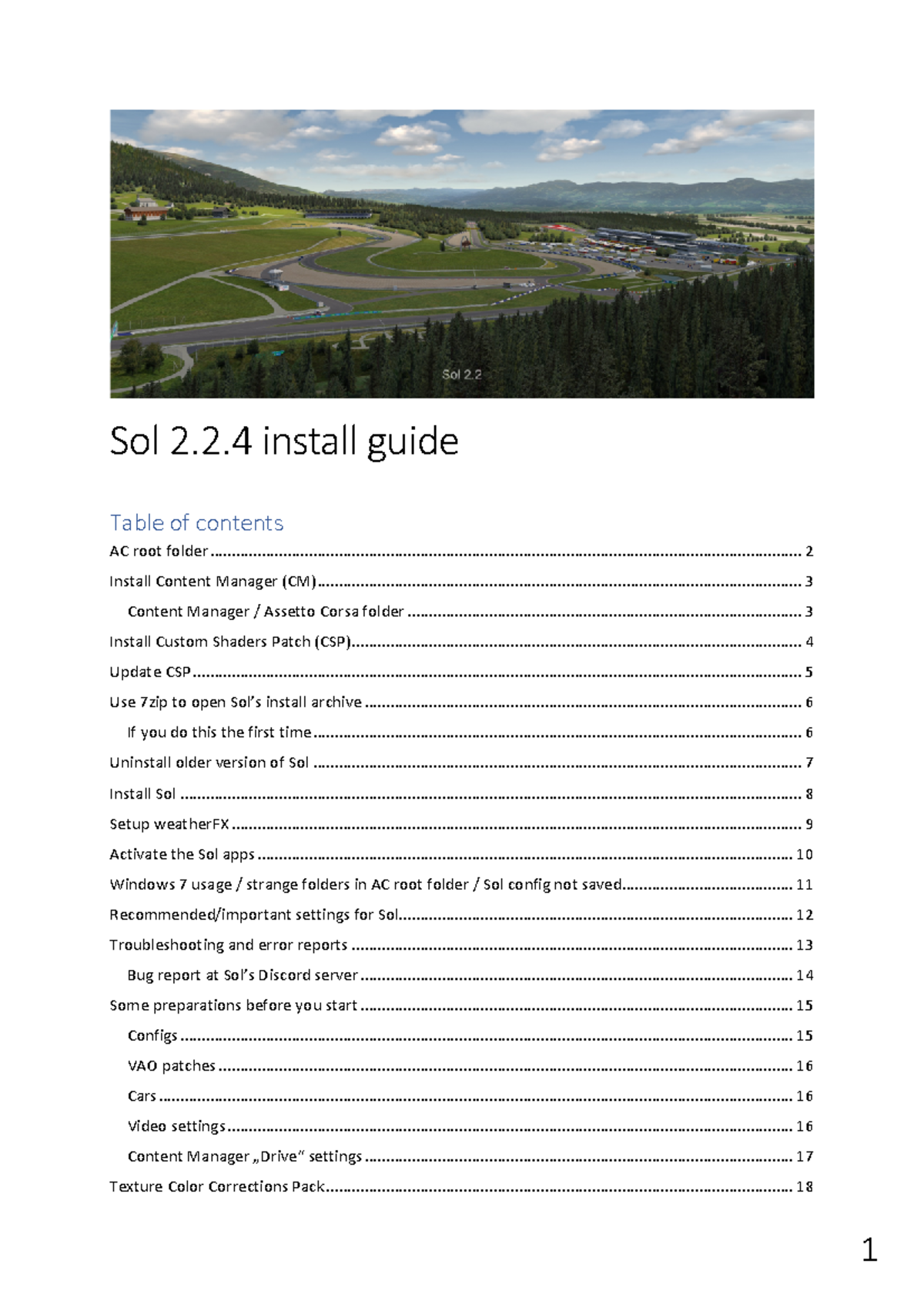 Sol 2.2.4 install guide - Sol 2.2 install guide AC root folder Table of ...