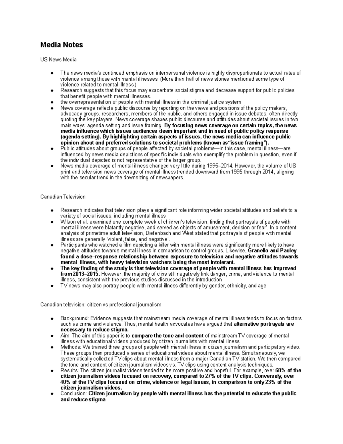 MH Comm Media Notes - Media Notes US News Media The news media’s ...