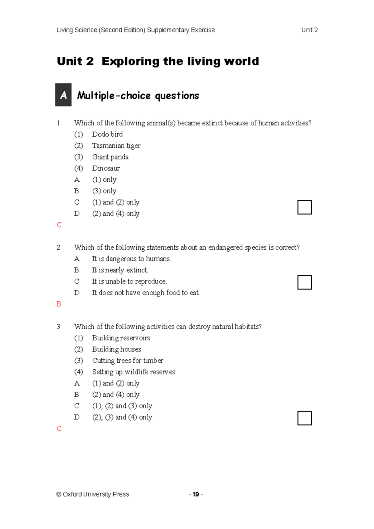 Supp. Ex. - 02 Exploring the living world - Unit 2 Exploring the living ...