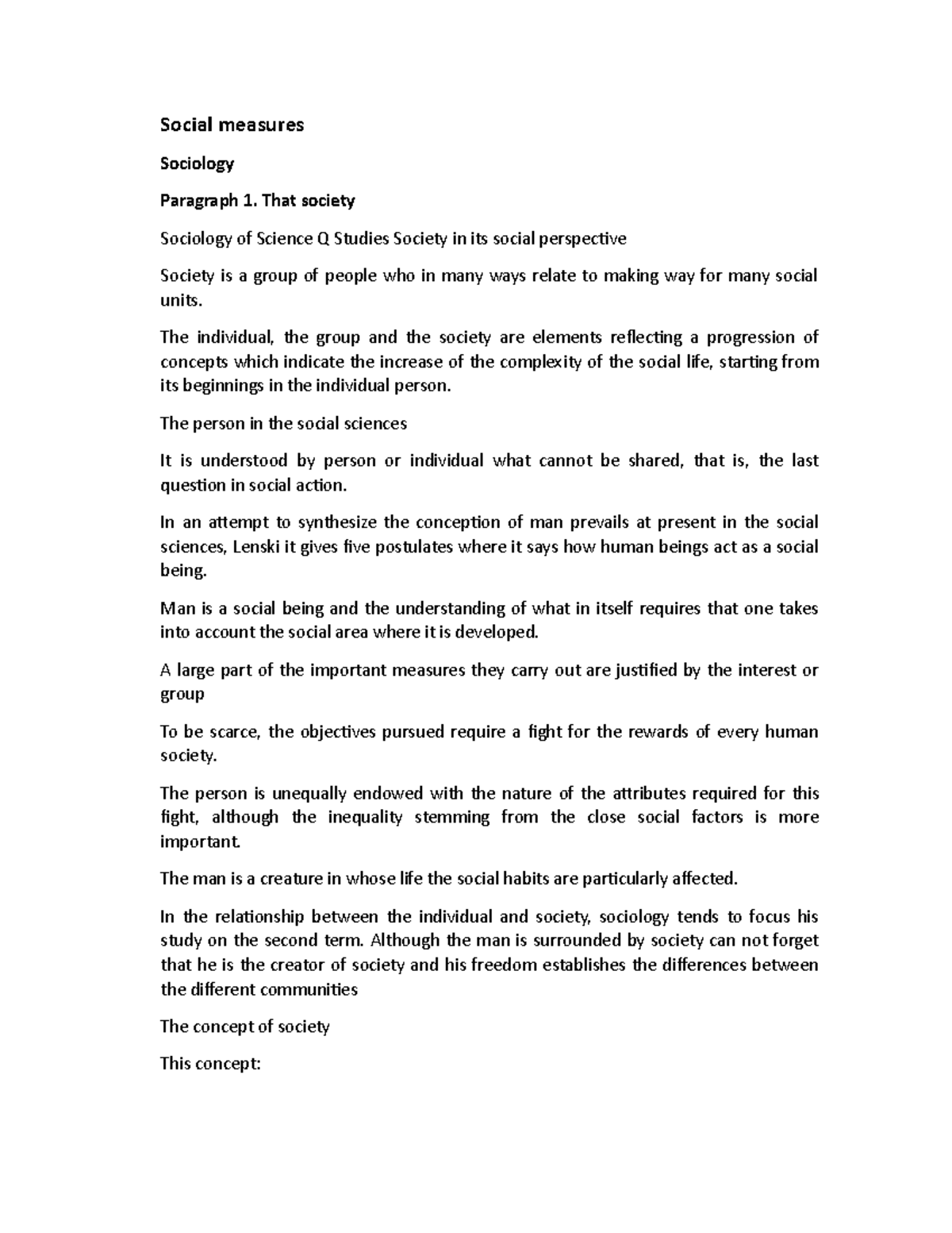 Social measures - Social measures Sociology Paragraph 1. That society ...