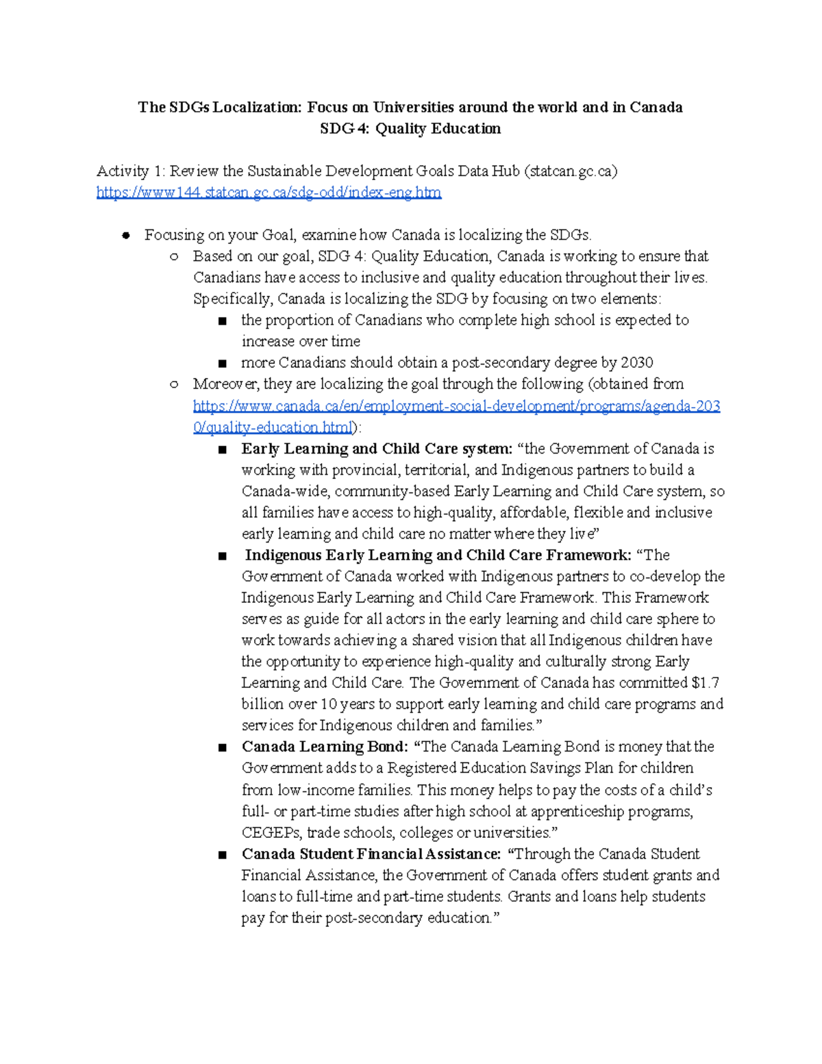 Class Activity - The SDGs Localization: Focus on Universities around ...
