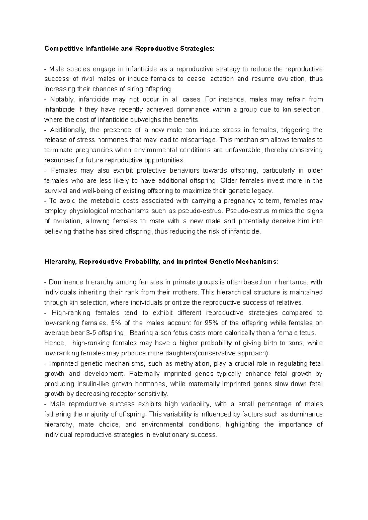 Behavioral Evolution - .mjjjhjak - Competitive Infanticide and ...