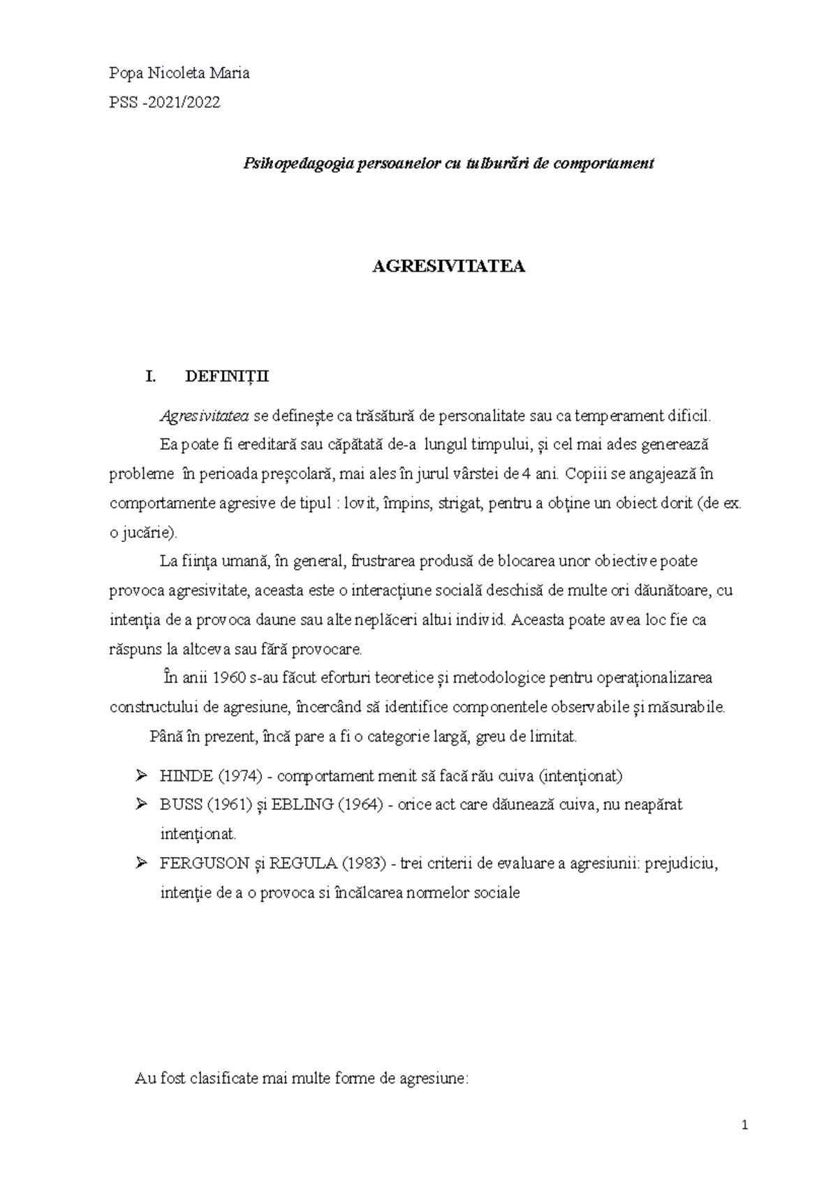 Agresivitatea cadru general in psihopedagogia speciala - Popa Nicoleta ...