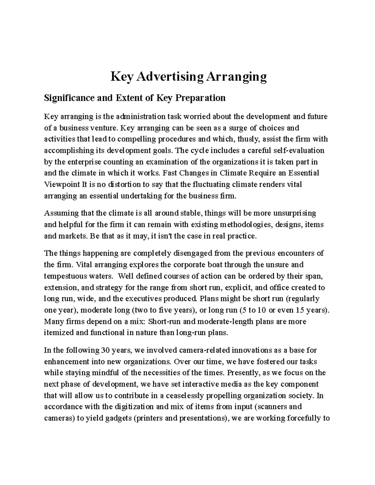 Key Advertising Arranging - Key Advertising Arranging Significance and ...