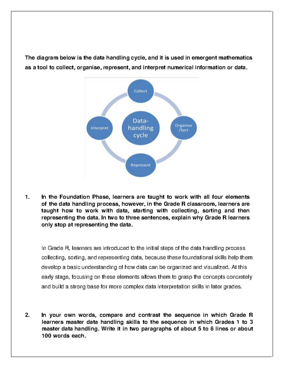 EMA1501 Assignment 4 Memo 2024 - The diagram below is the data handling ...