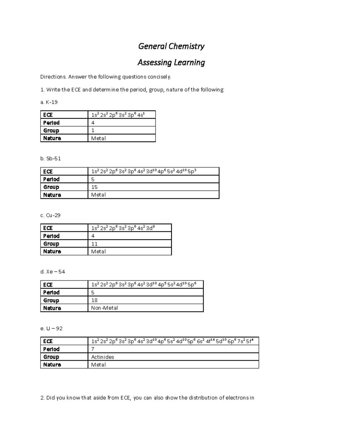 General Chemistry Assessing Learning Activity 7(Unit6 Gchem) - General ...