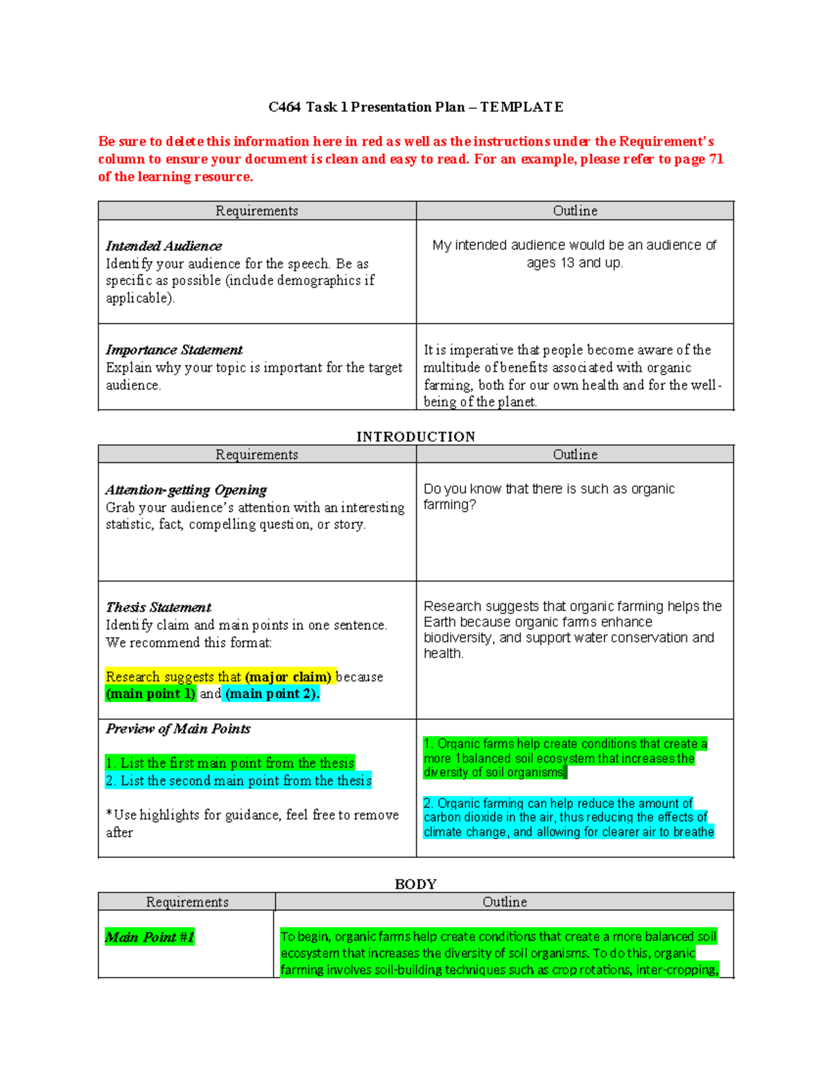 Task 1 C464 X3 - C464 Task 1 Presentation Plan – TEMPLATE - C464 Task 1 ...