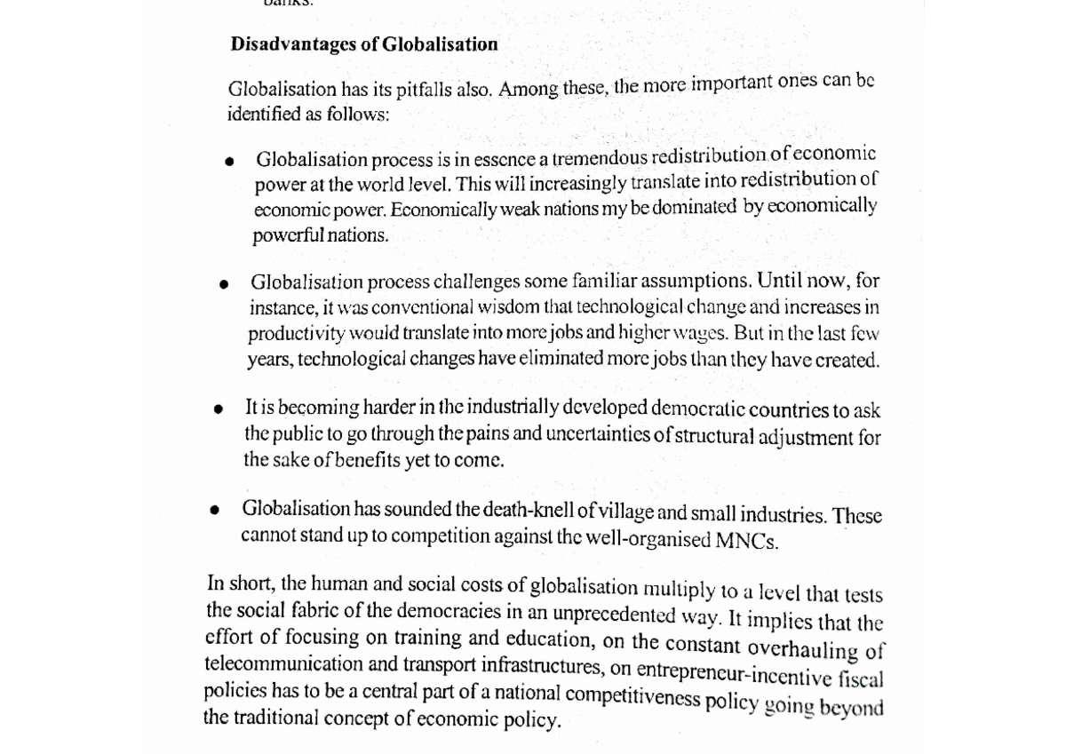 Disadvantage of Globalisation - Indian Economic Development:Issues and ...