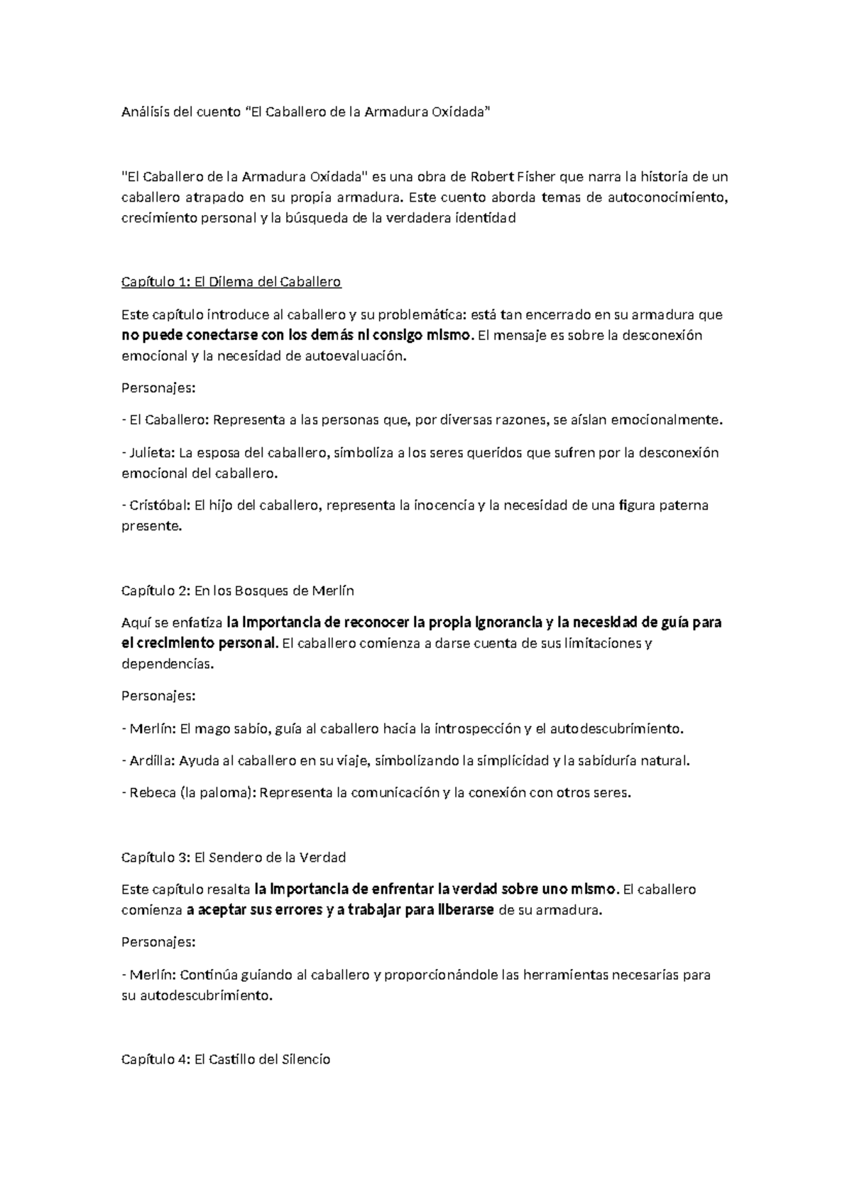 Análisis del cuento El Caballero de la Armadura Oxidada - Análisis del ...