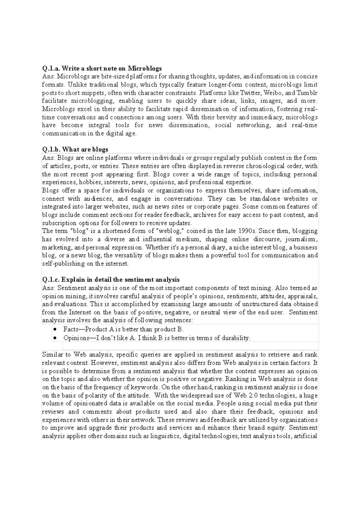 Notes Unit 5 - refer this - Q.1. Write a short note on Microblogs Ans ...