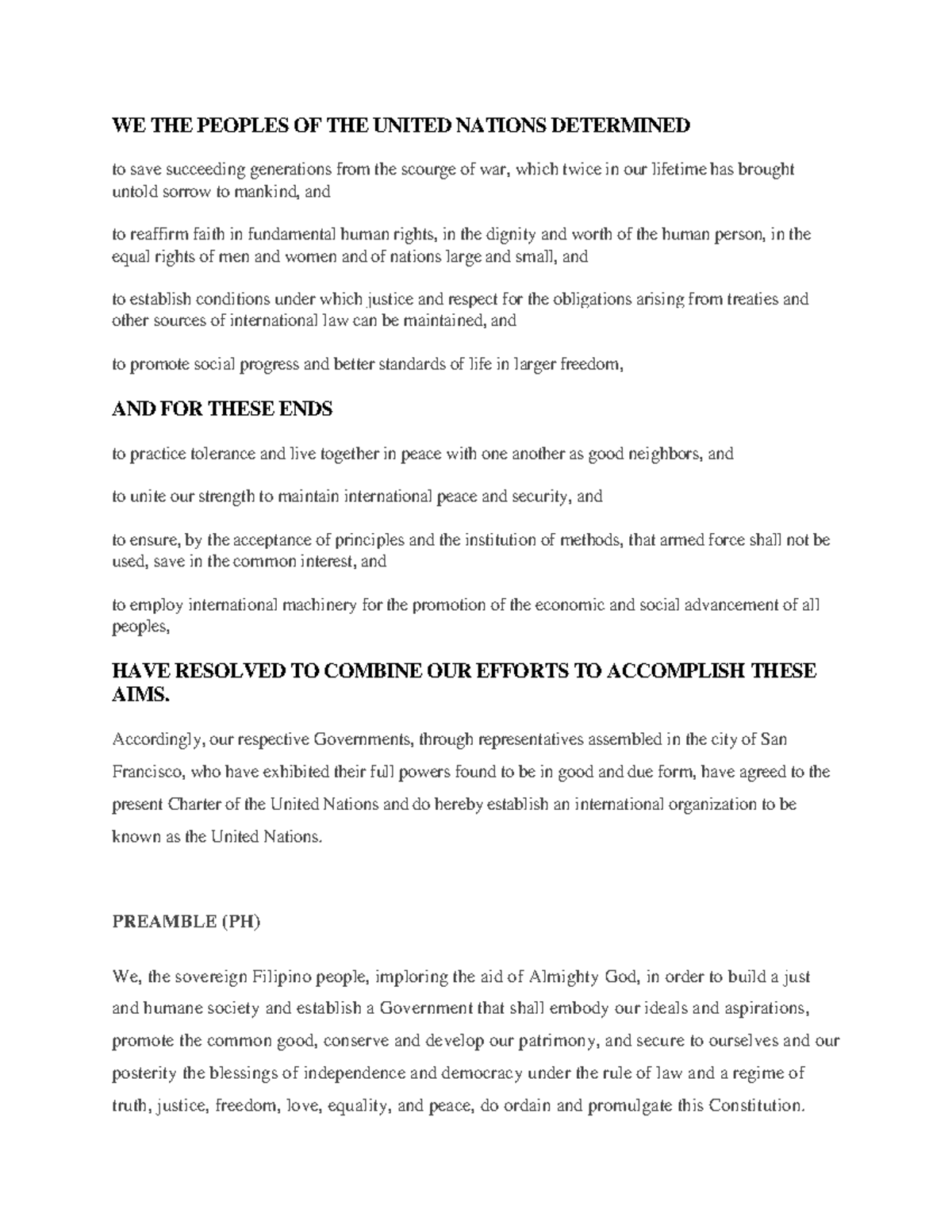 Preamble - WE THE PEOPLES OF THE UNITED NATIONS DETERMINED to save ...