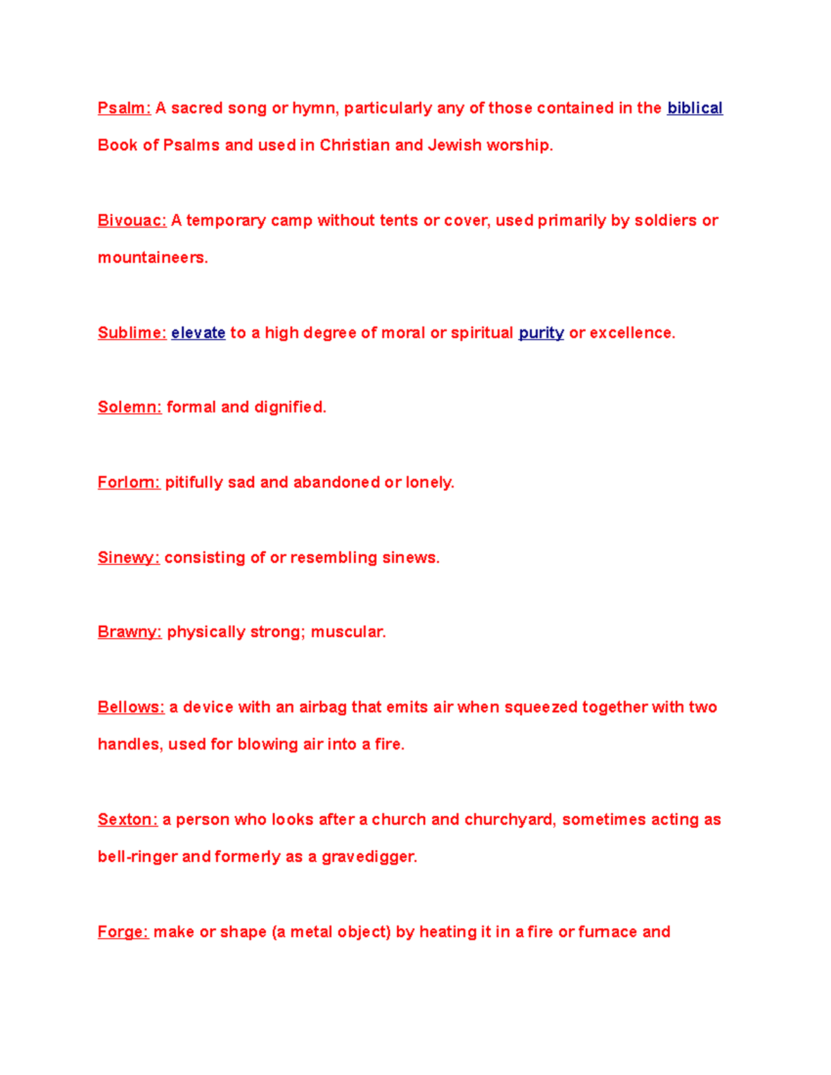 Vocab - Psalm: A sacred song or hymn, particularly any of those ...