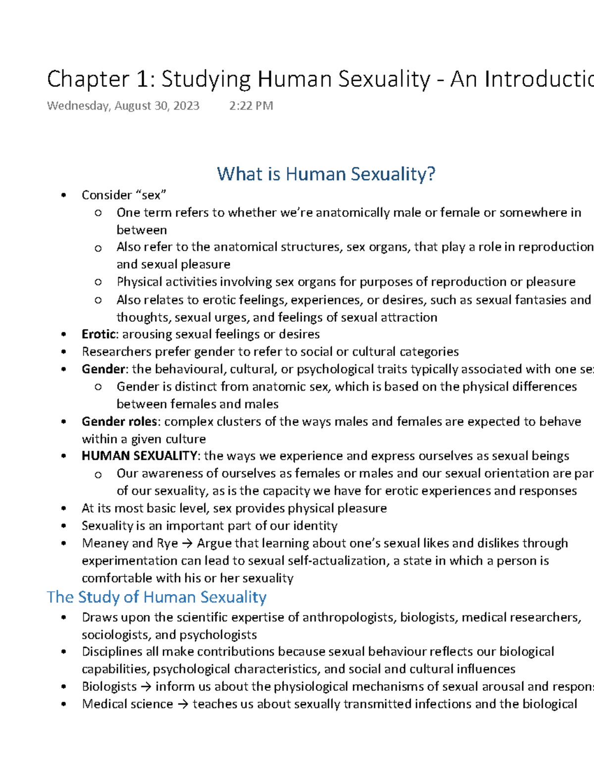 Chapter 1 Studying Human Sexuality - An Introduction - What is Human ...