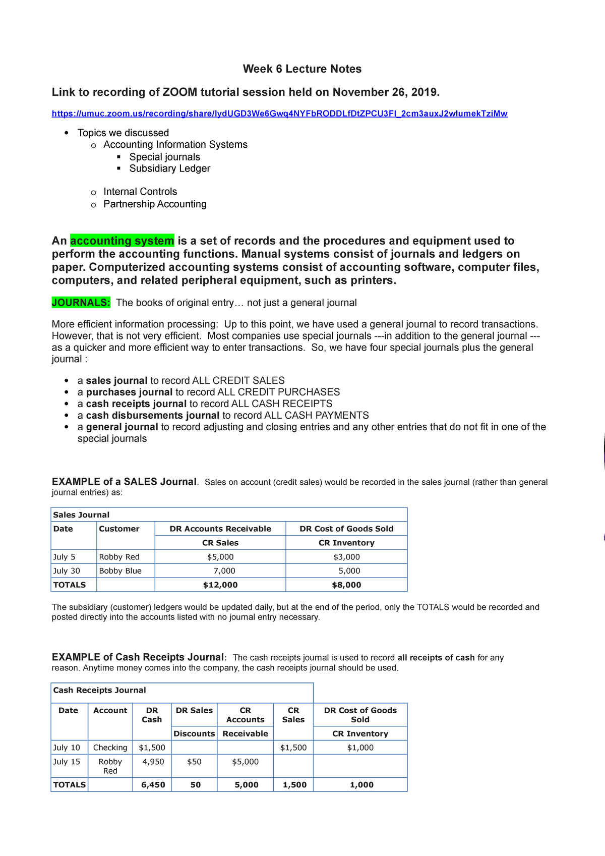 6. Week 6 Lecture Notes - Week 6 Lecture Notes Link to recording of ...