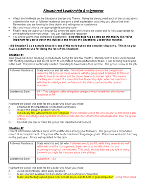 Situational leadership case studies - Read each case study and ...