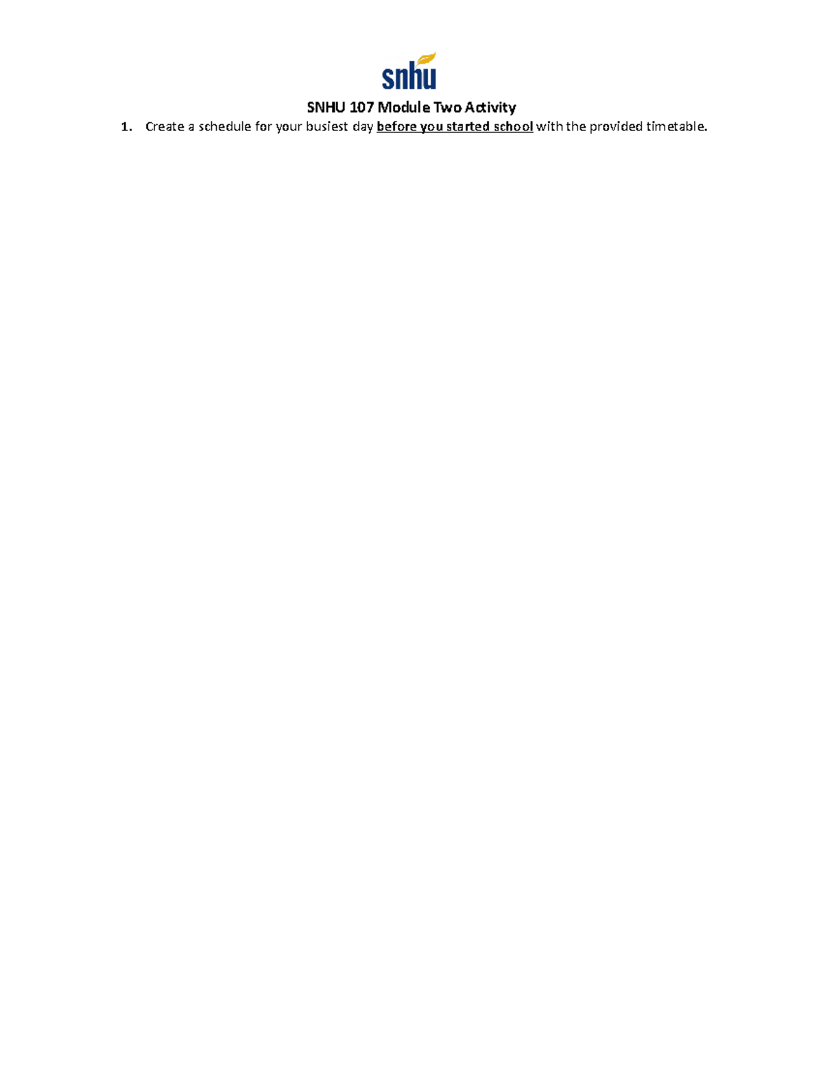 SNHU 107 Module Two Activity - SNHU 107 Module Two Activity Create a ...