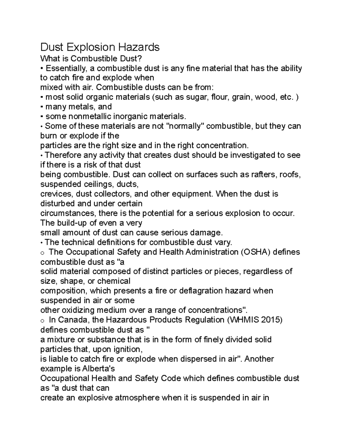 Dust Explosion Hazards - Dust Explosion Hazards What is Combustible ...