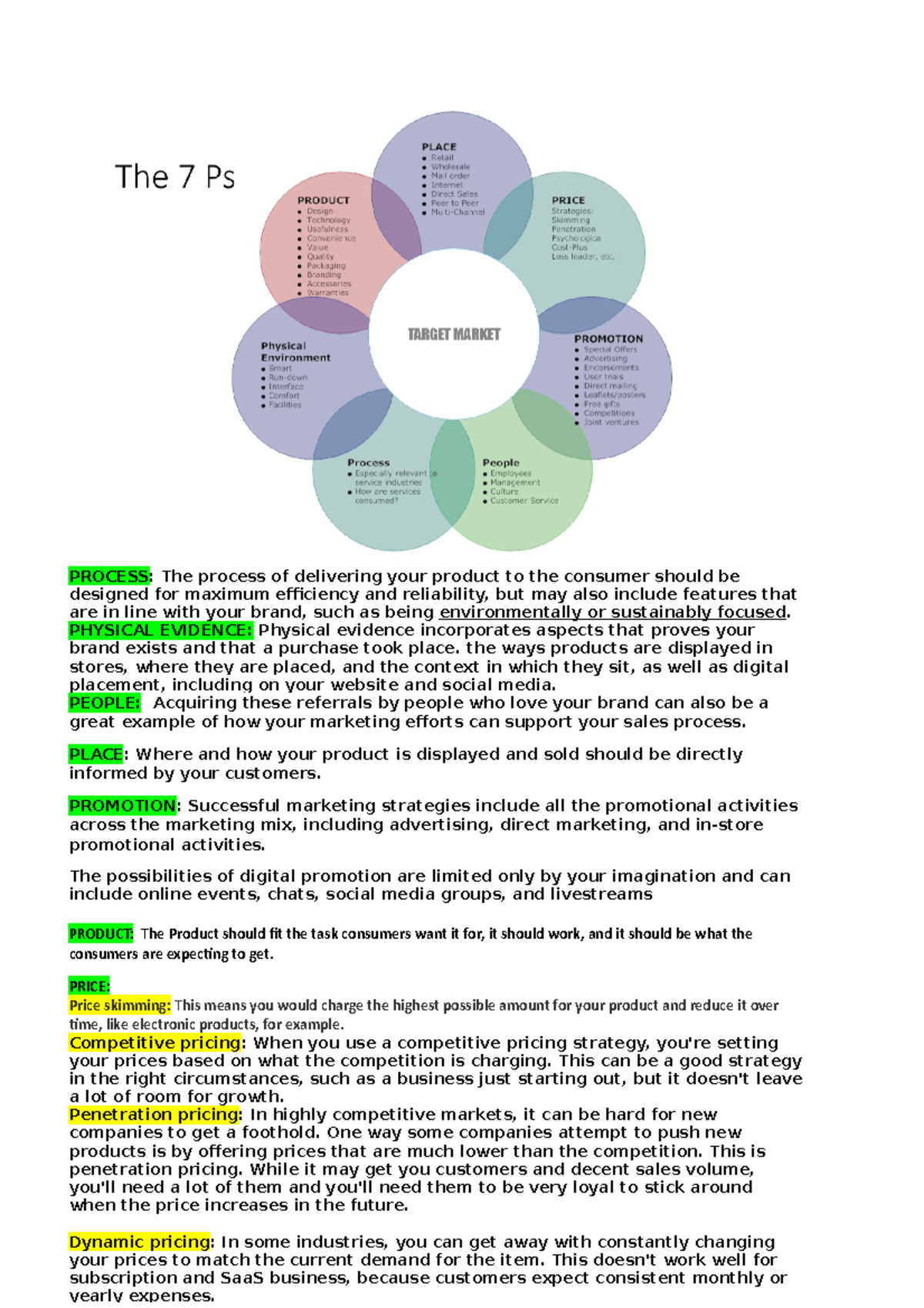 7 P's - really good - PROCESS: The process of delivering your product ...
