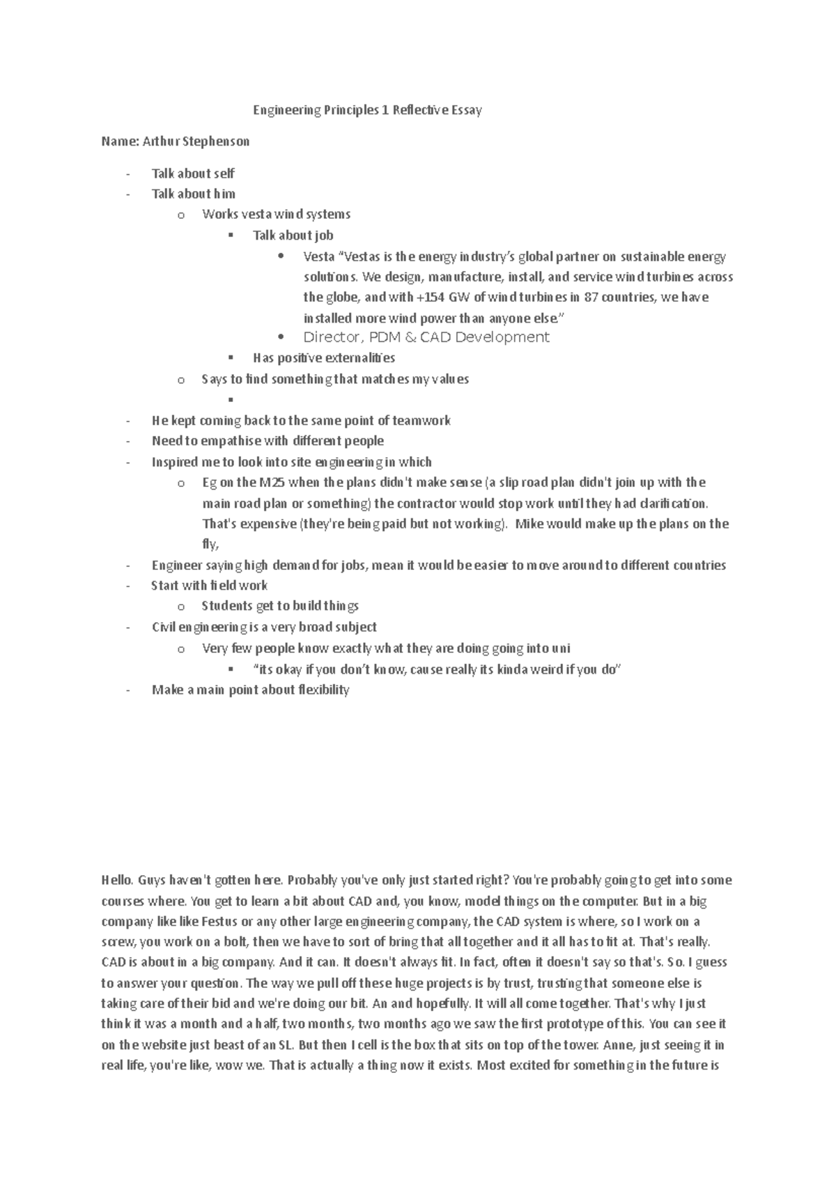 Engineering Principles 1 Reflective Essay - We design, manufacture ...