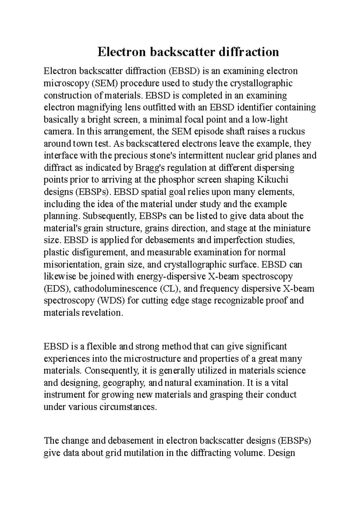 Electron backscatter diffraction - Electron backscatter diffraction ...