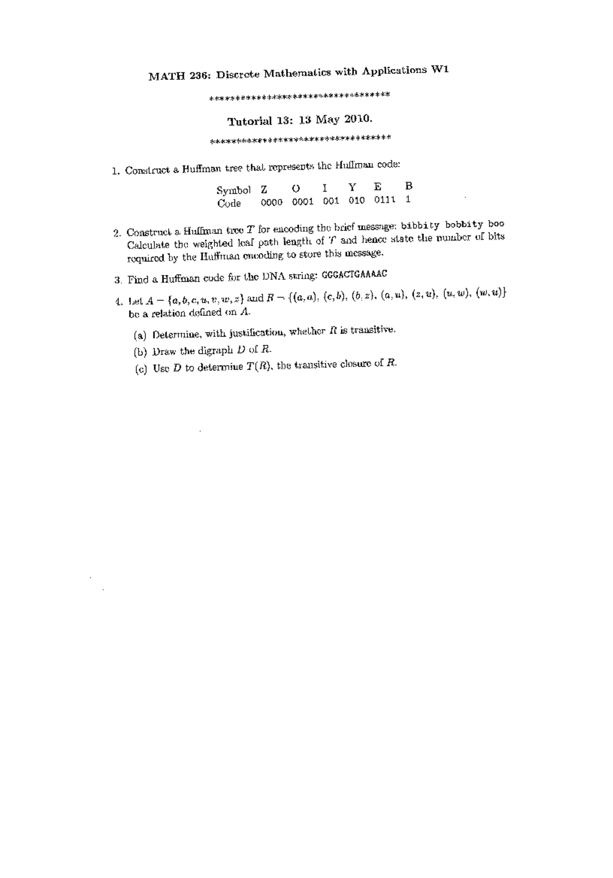 Tutorial 13s - Comp107 - Studocu