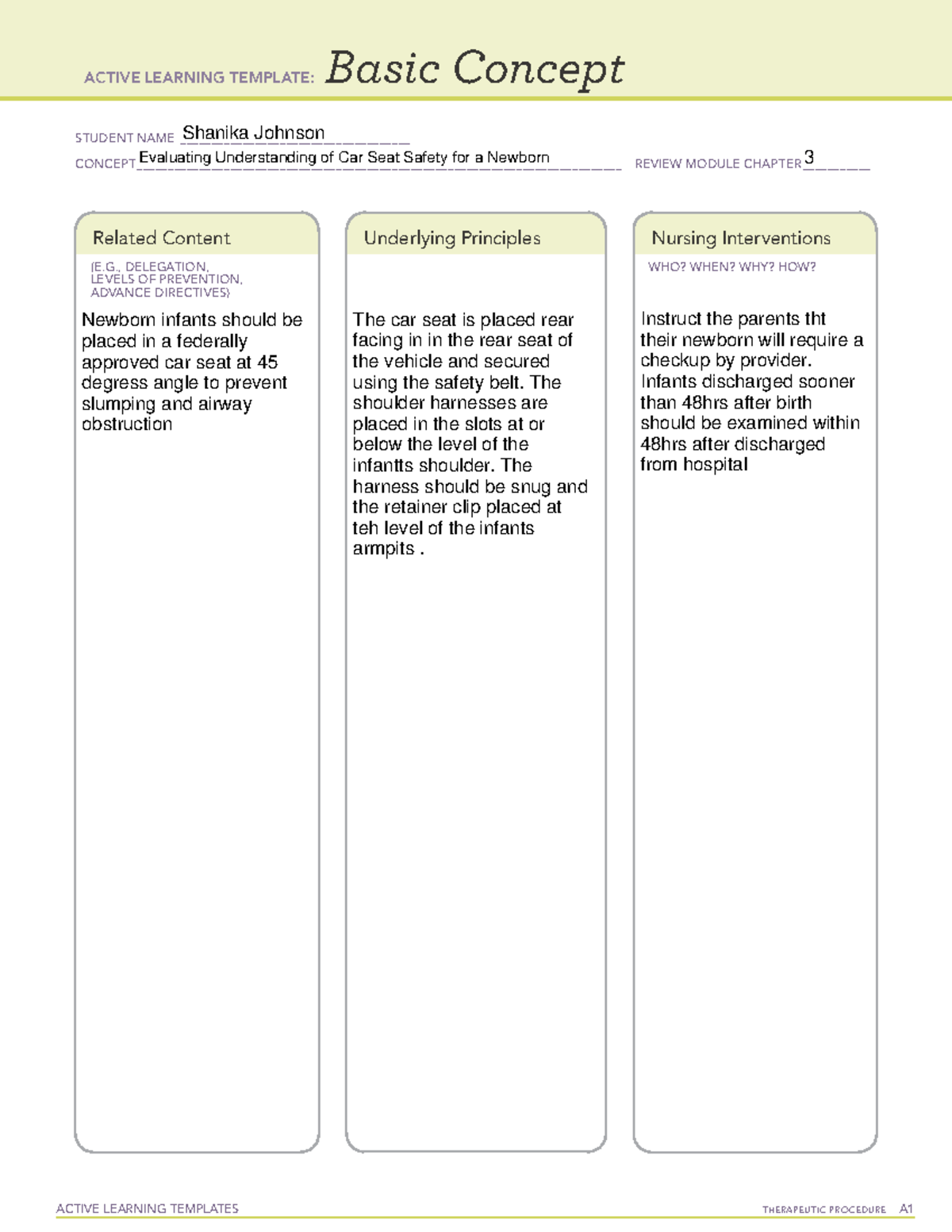 Evaluating Understanding of Car Seat Safety for a Newboen - ACTIVE ...