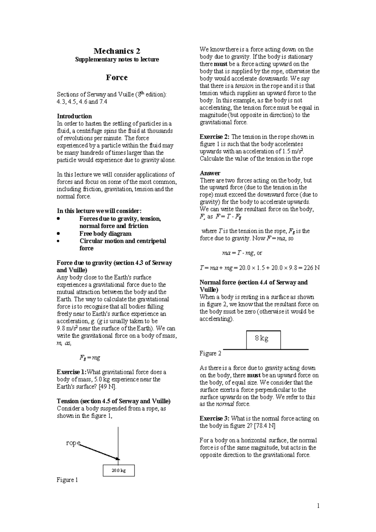Mechanics L2 Supp Notes Part 1 - 1 Mechanics 2 Supplementary notes to ...