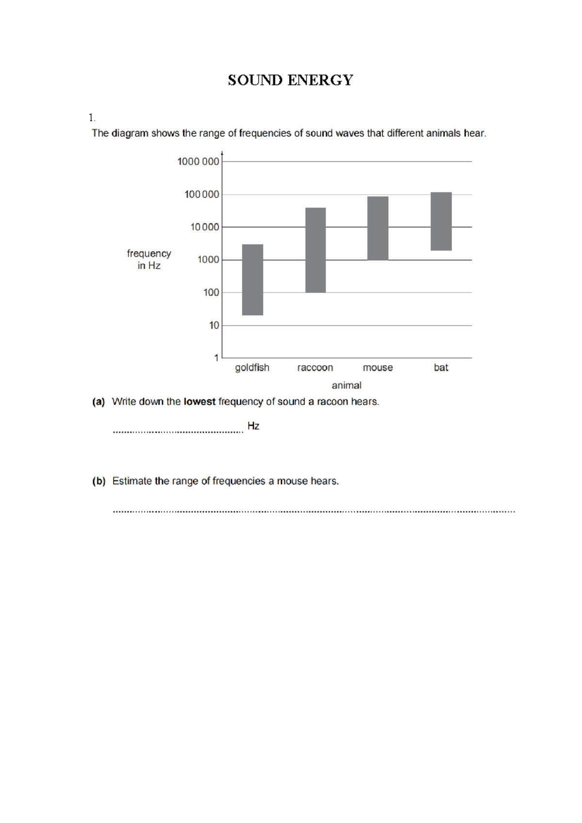 Sound Worksheet - this is chemistry 101 - SOUND ENERGY 1. The diagram ...