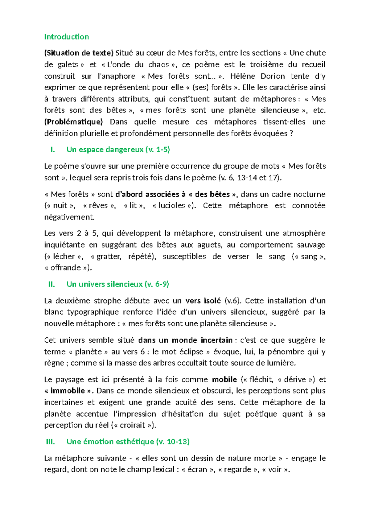 Mes forêts sont des bêtes - Introduction (Situation de texte) Situé au ...