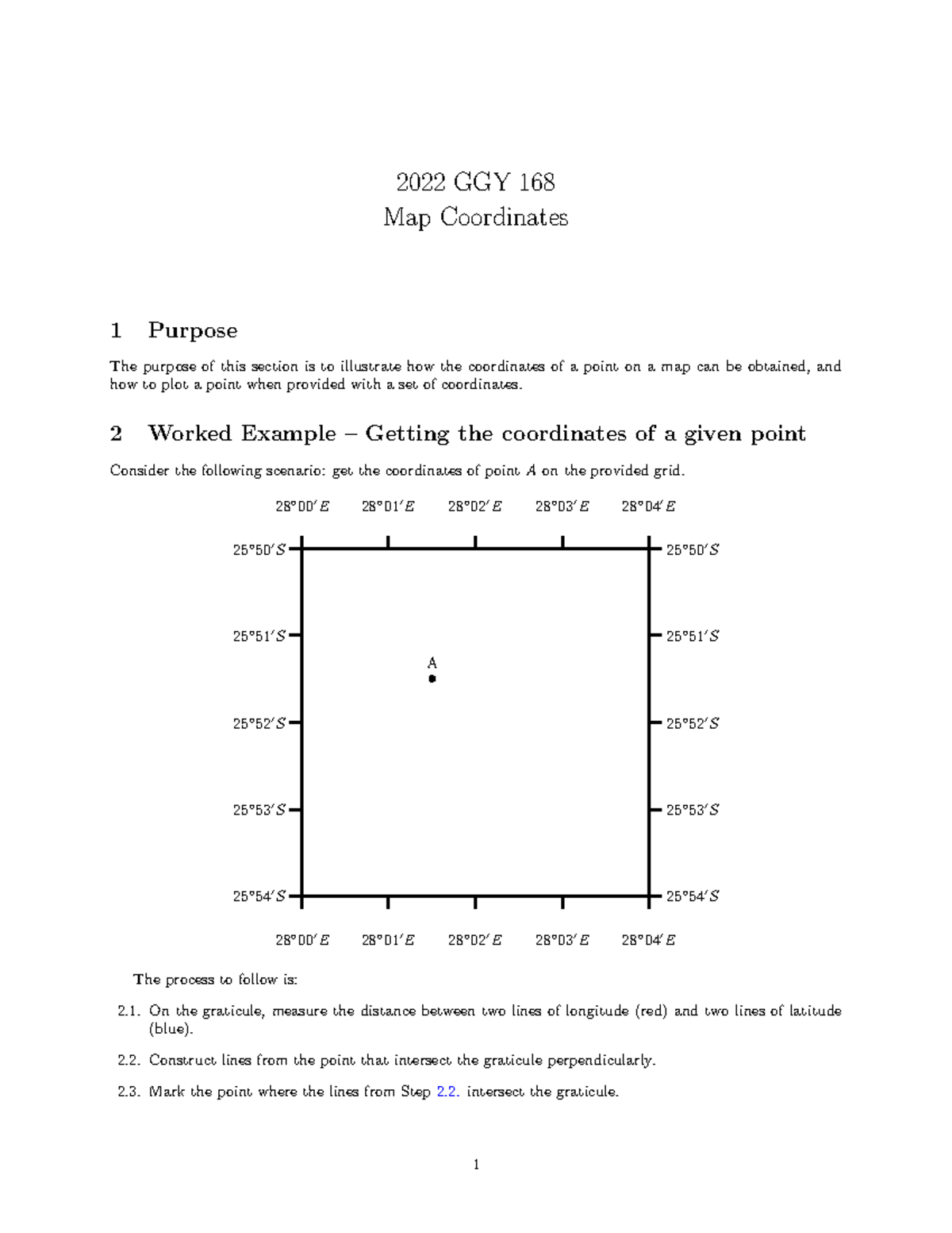 Coordinates - Mr Mndaweni - 2022 GGY 168 Map Coordinates 1 Purpose The ...