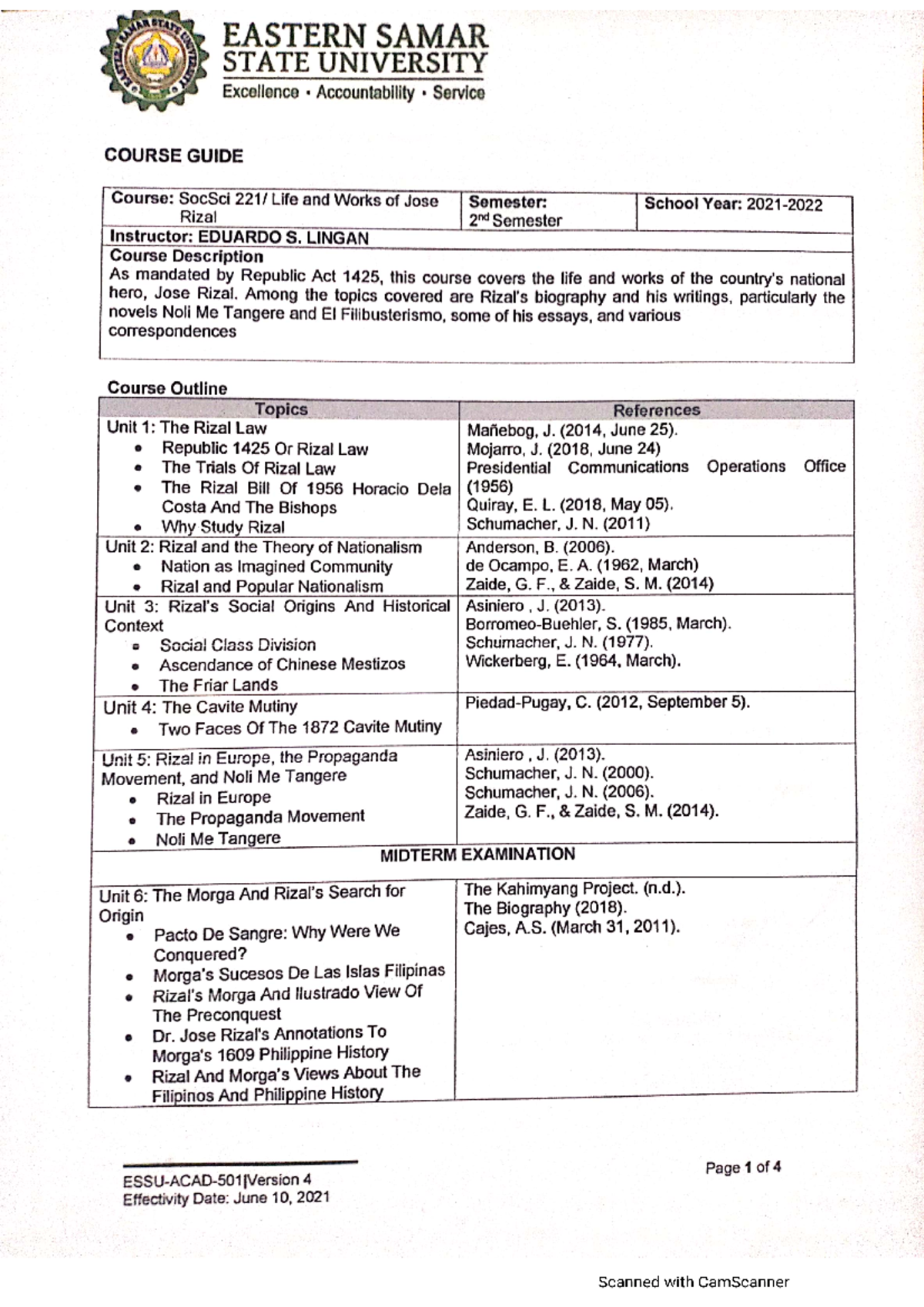 Course- Guide - The Life and Works of Jose Rizal - Studocu