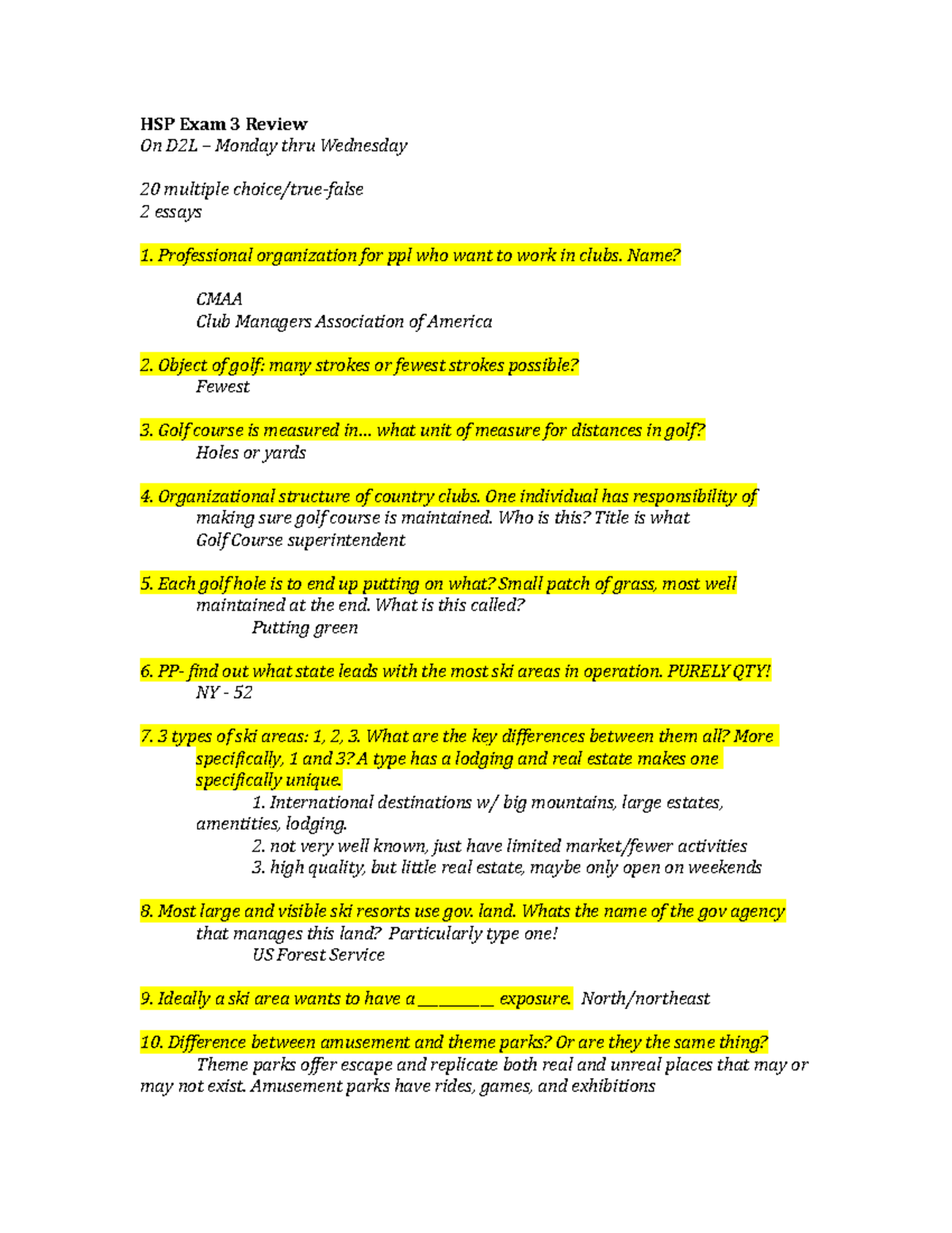 HSP 100 Study Guide #3 - Dr. Nick Thomas - HSP Exam 3 Review On D2L ...