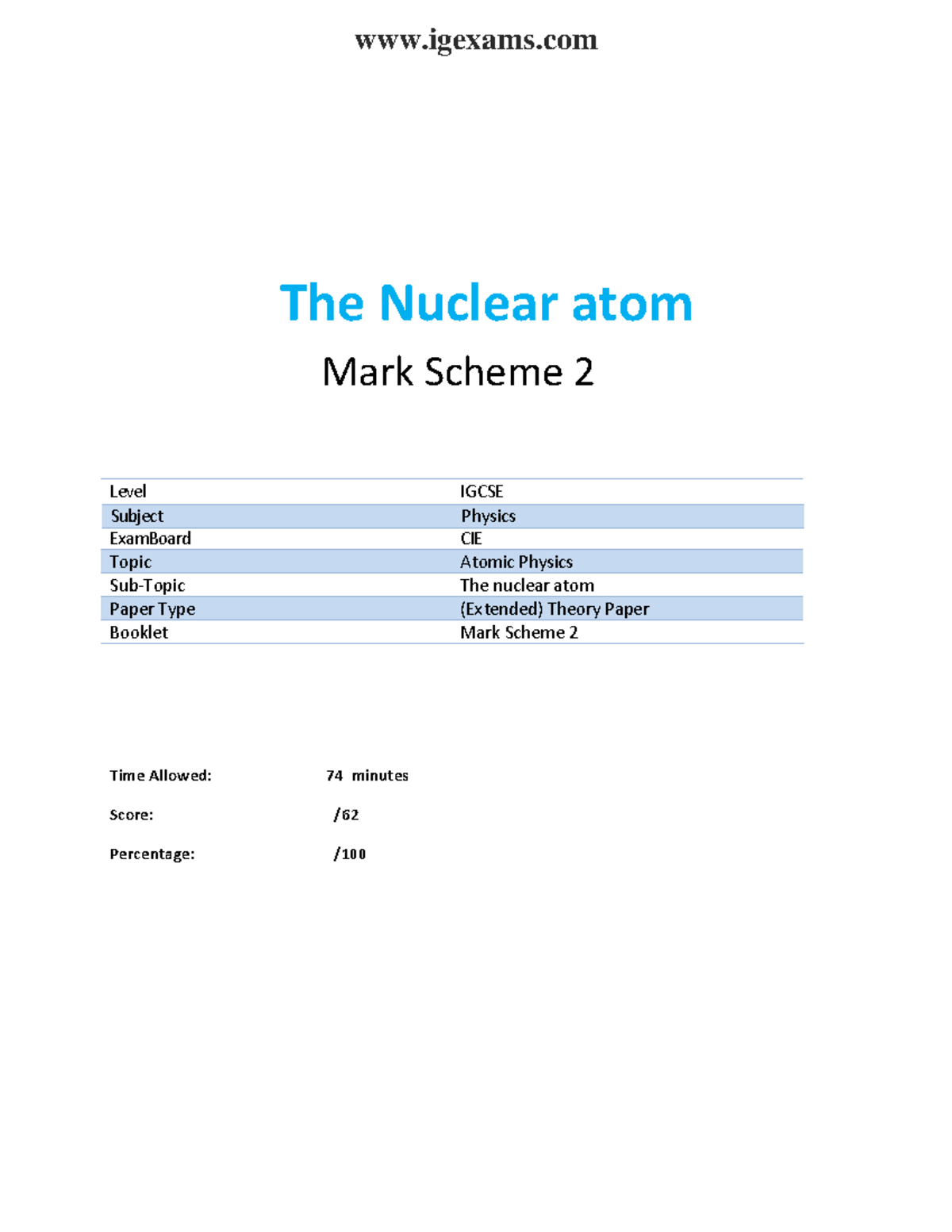 51.2-The-nuclear-atom-CIE- Igcse-Physics-Ext-Theory-Ms - The Nuclear ...