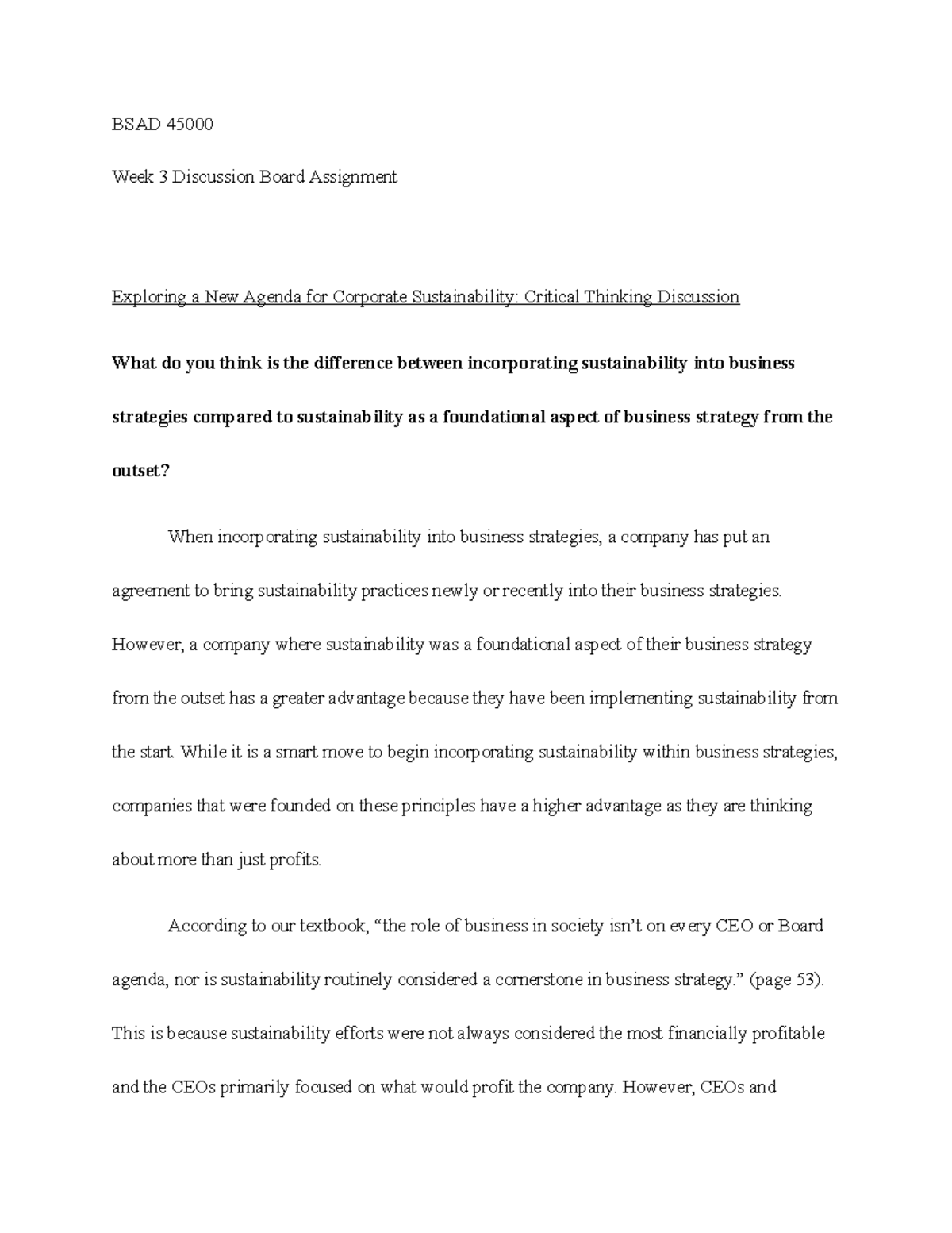 BSAD 45000 - Week 3 Corporate Sustainability Discussion Assignment ...