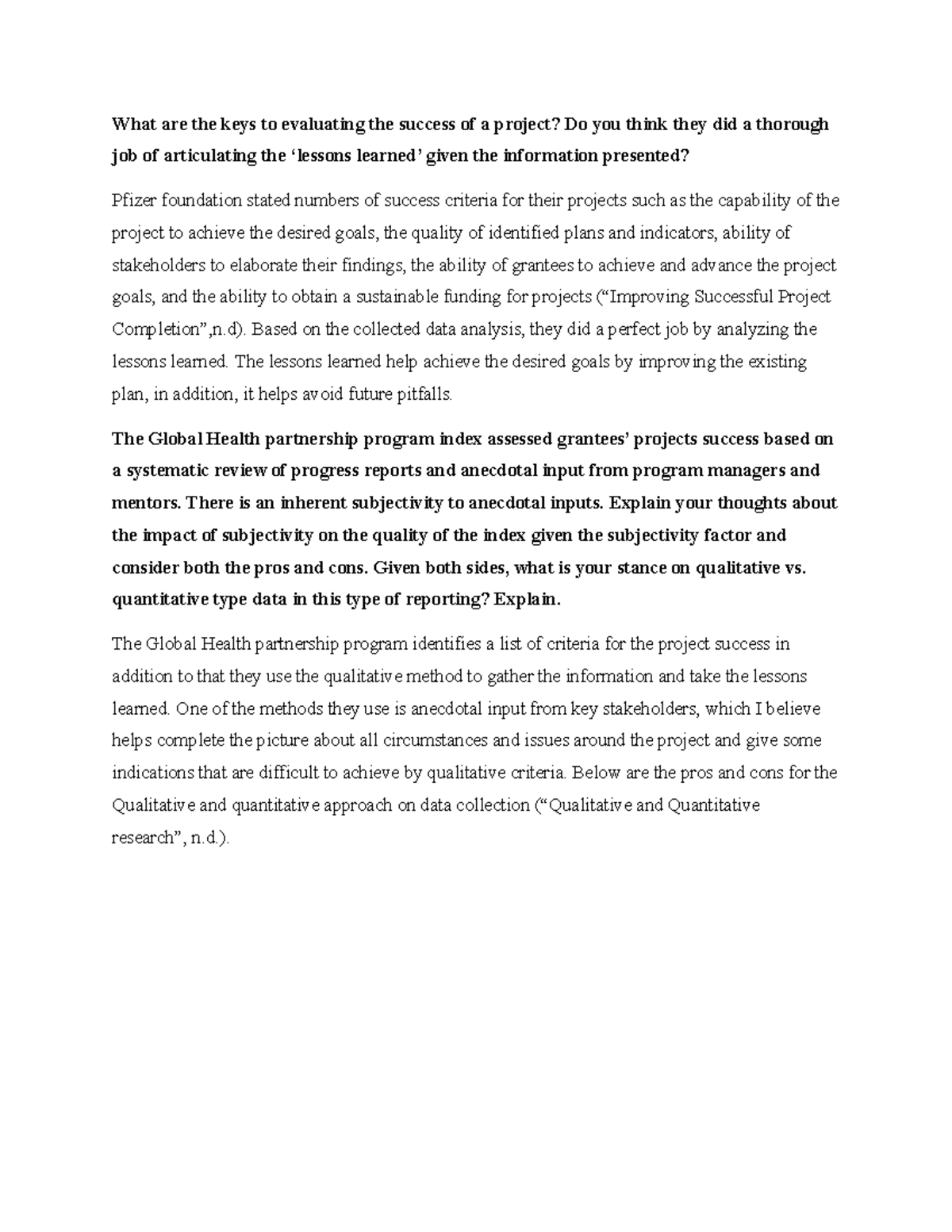 Discussion unit 8 - What are the keys to evaluating the success of a ...