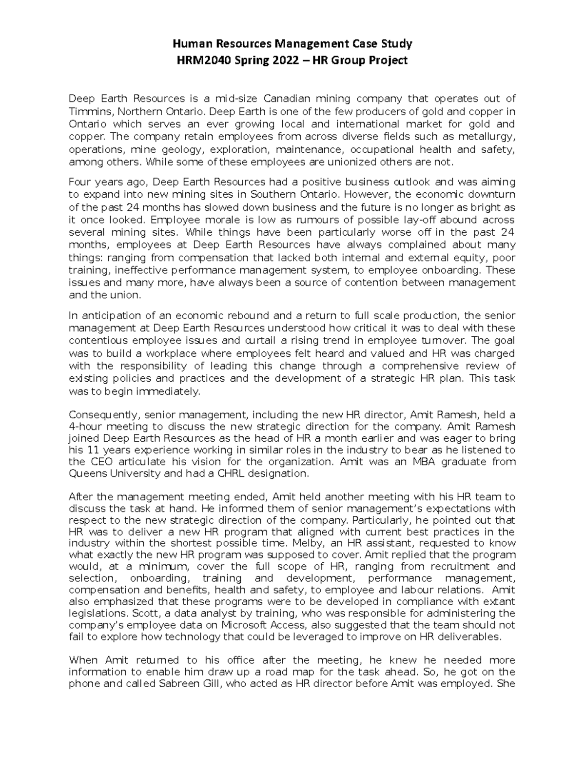 HRM2040 Case Study - Hrm - Human Resources Management Case Study ...