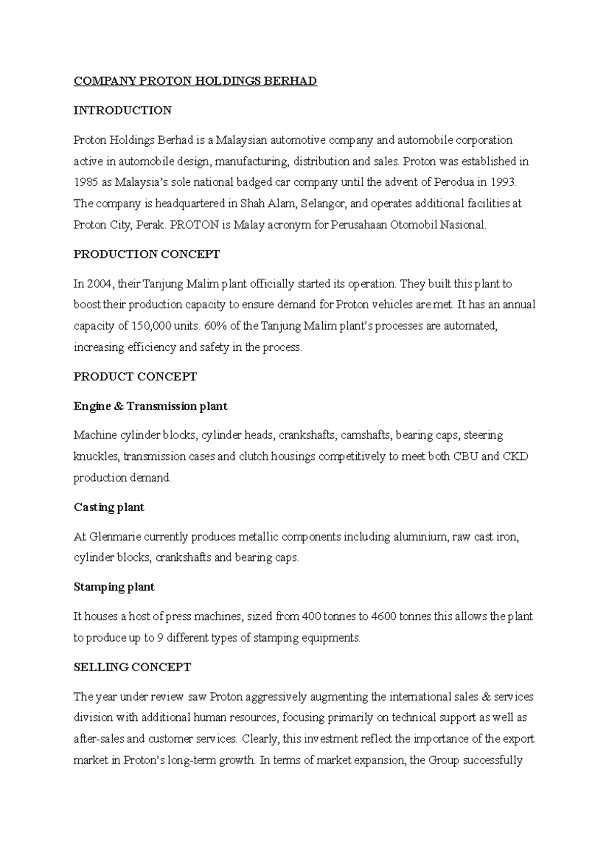 Company Proton Holdings Berhad - COMPANY PROTON HOLDINGS BERHAD ...