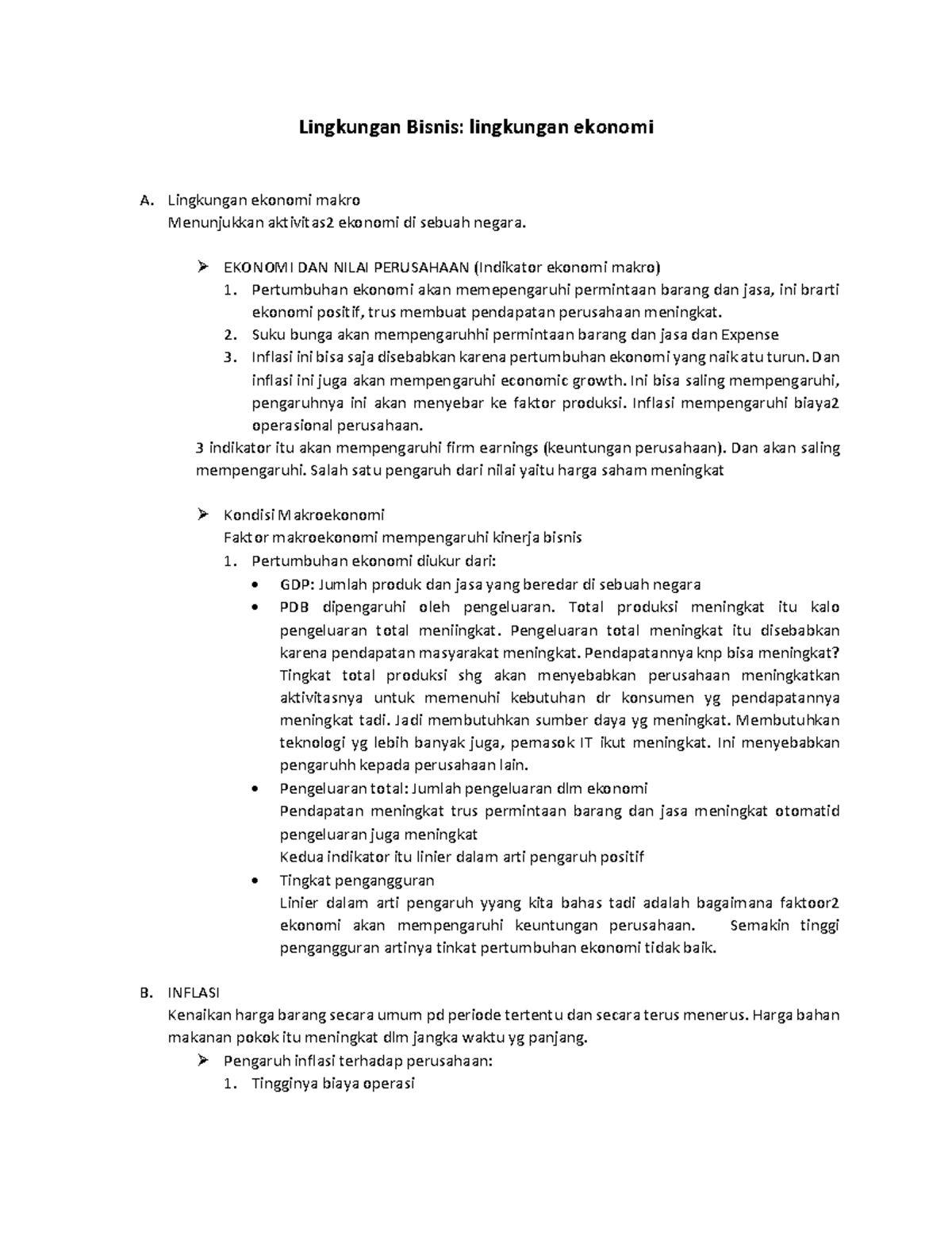 Rangkuman Lingkungan Bisnis - Lingkungan Bisnis: lingkungan ekonomi A ...