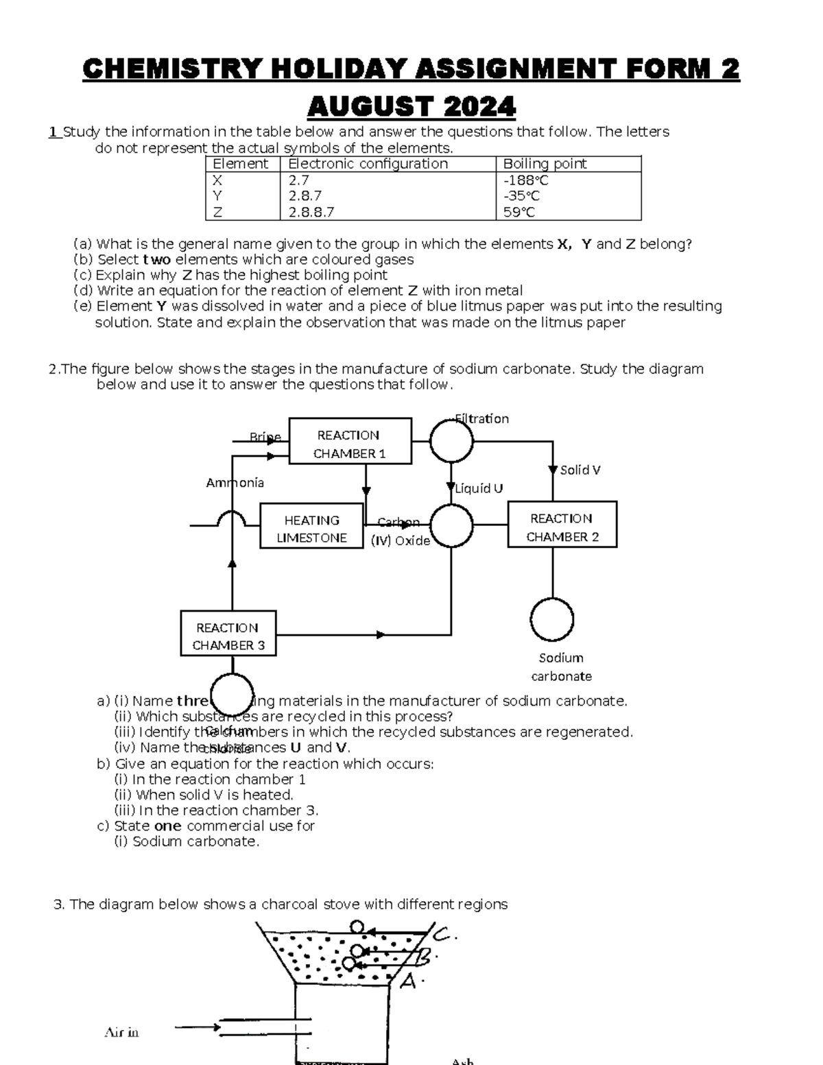 Chemistry F2 - notes - CHEMISTRY HOLIDAY ASSIGNMENT FORM 2 AUGUST 2024 ...