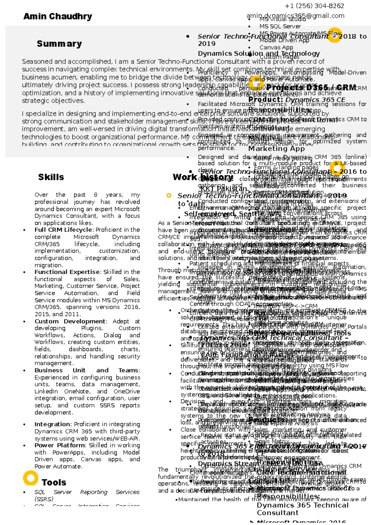 Amin Chaudhry - Resume CRM - Summary Seasoned and accomplished, I am a ...